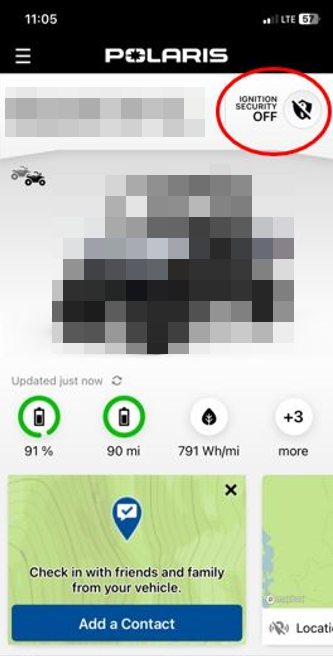 RIDE COMMAND+ Features: Ignition Security | Polaris Government & Defense